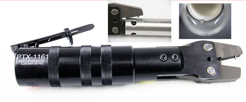 Custom pneumatic tools to dimple or crimp copper tubing