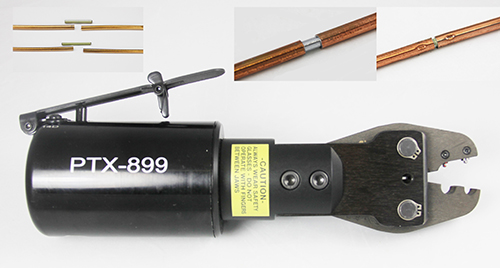 Custom pneumatic tools to dimple or crimp copper tubing